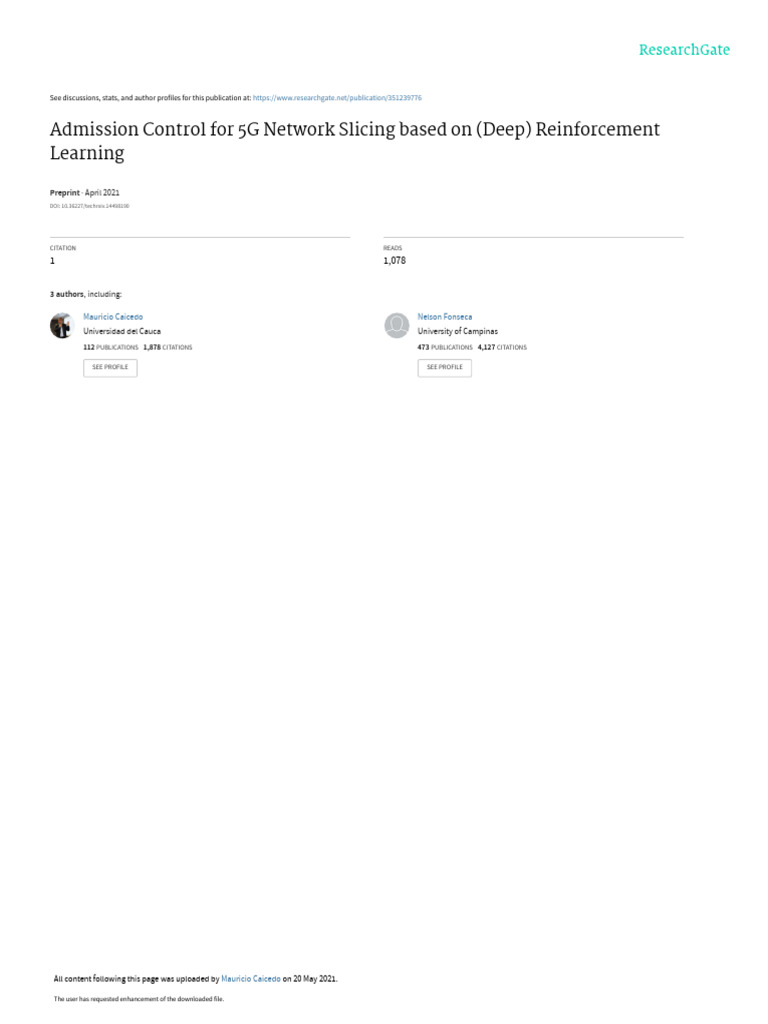 Admission_Control_for_5G_Network_Slicing_based_on_ | PDF | Computer Network | Quality Of Service