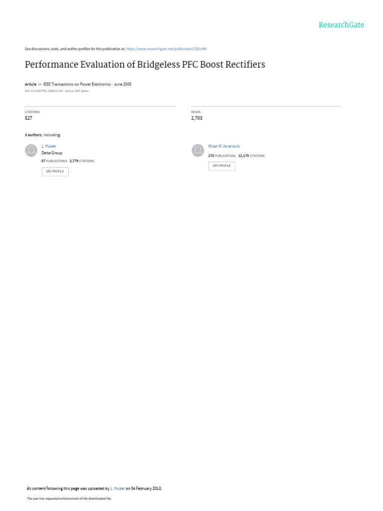 Performance_Evaluation_of_Bridgeless_PFC_Boost_Rec | PDF | Rectifier | Electrical Network