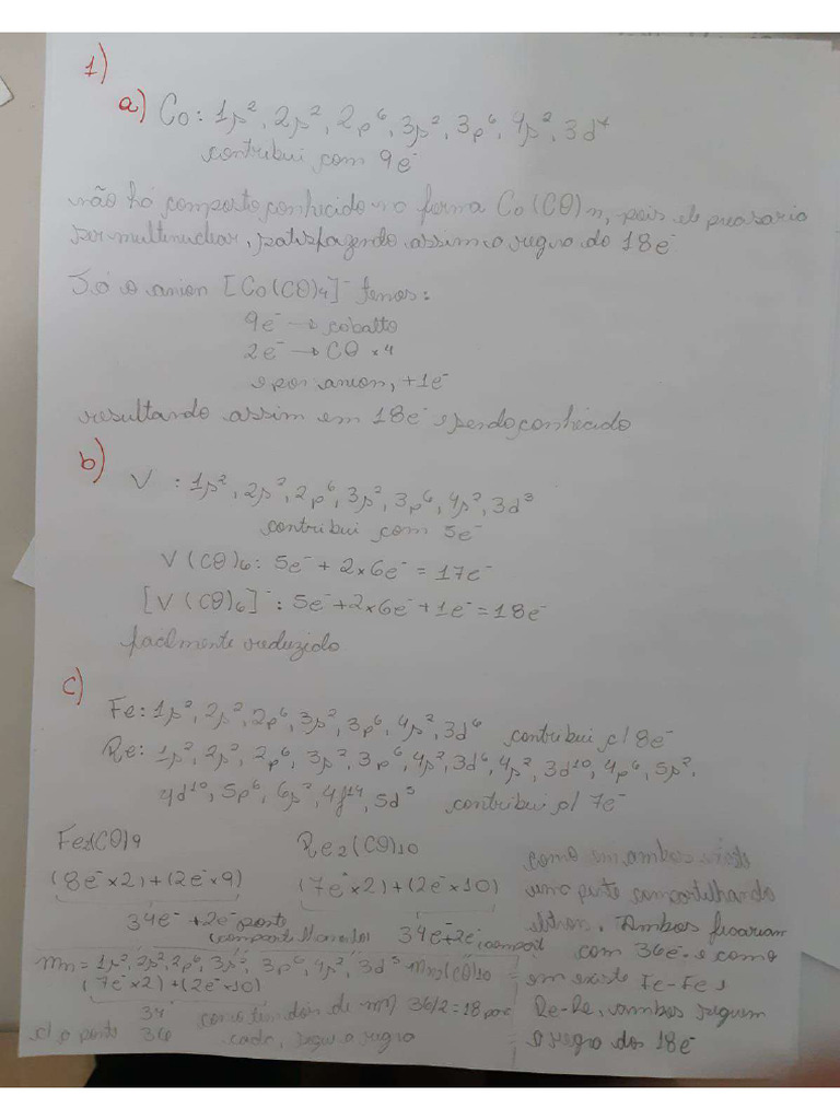 Exercicio 1 Inorg | PDF