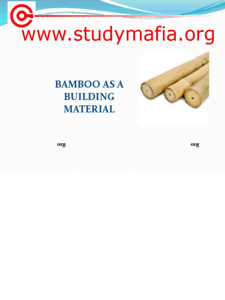 BAMBOO-BUILDING-MATERIAL-ppt | PDF | Bamboo | Materials