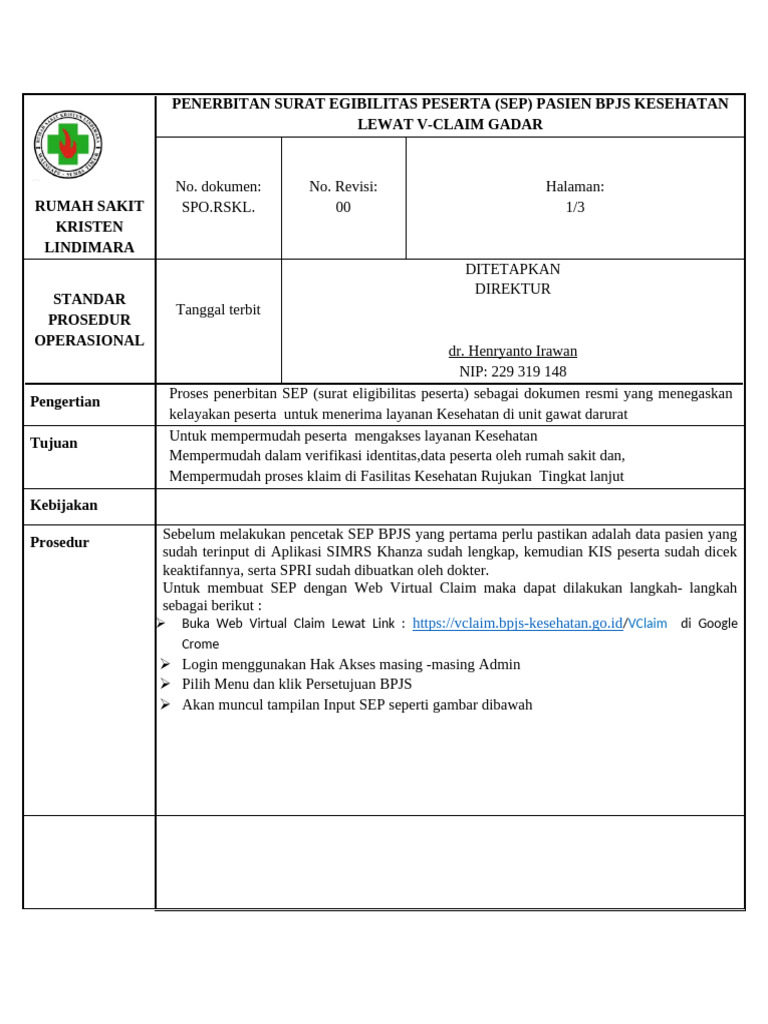 Sop Cetak Sep Gadar | PDF