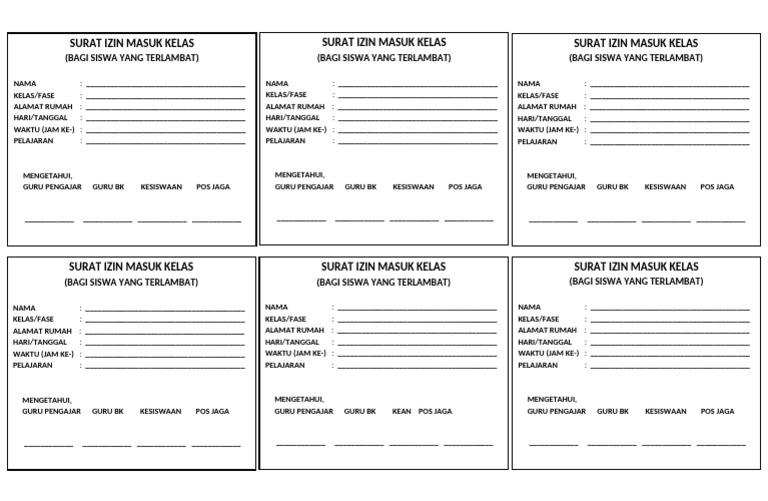 Surat Izin Keluar Siswa | PDF