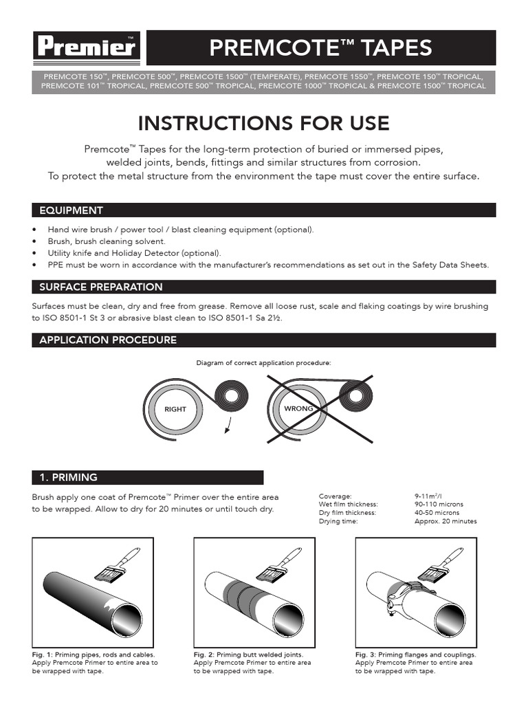 Premcote Tapes IFU 2020 | PDF | Pipe (Fluid Conveyance) | Welding