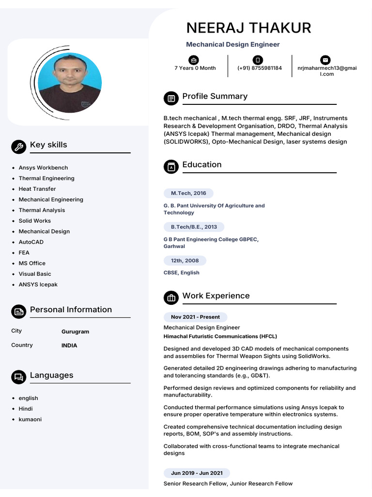 Neeraj Thakur Cv | PDF | Mechanical Engineering | Computer Aided Design