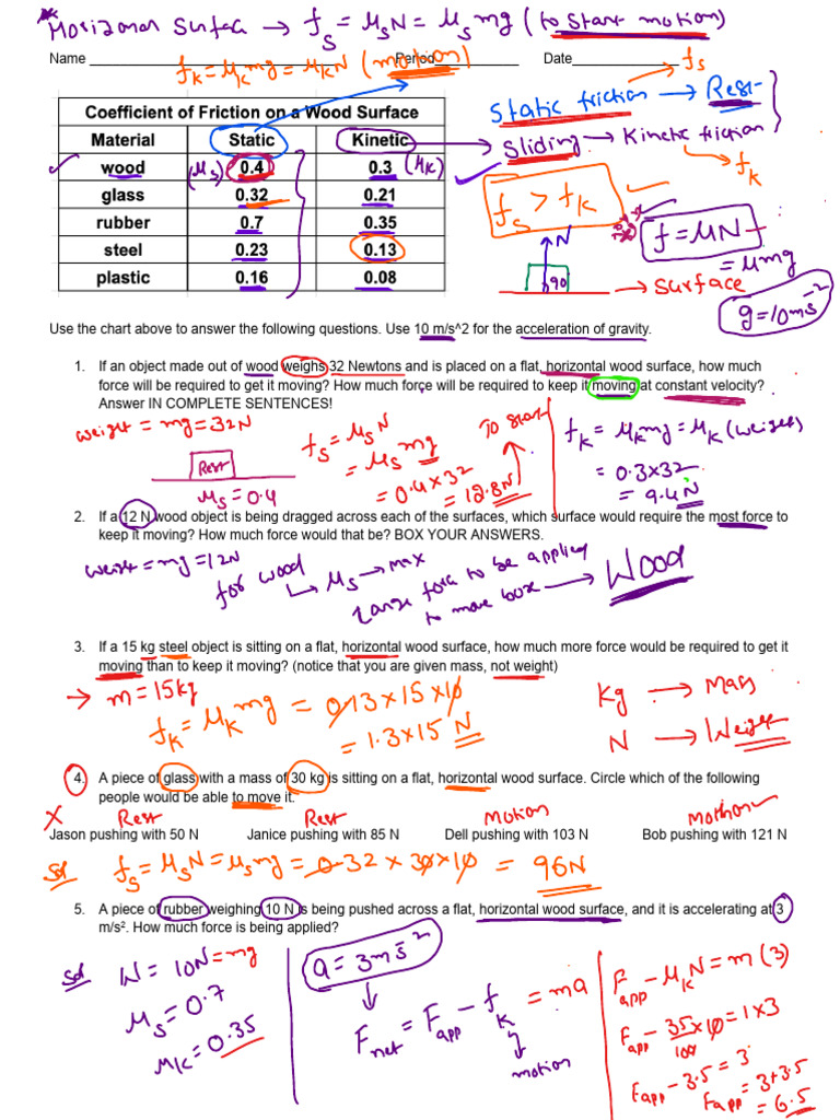 Friction Practice revanth | PDF