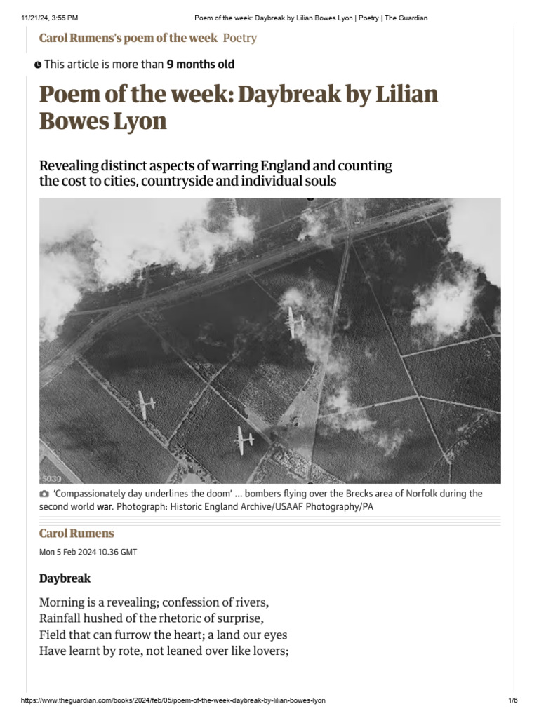 Poem Daybreak by Lillian Bowes Lyon | PDF