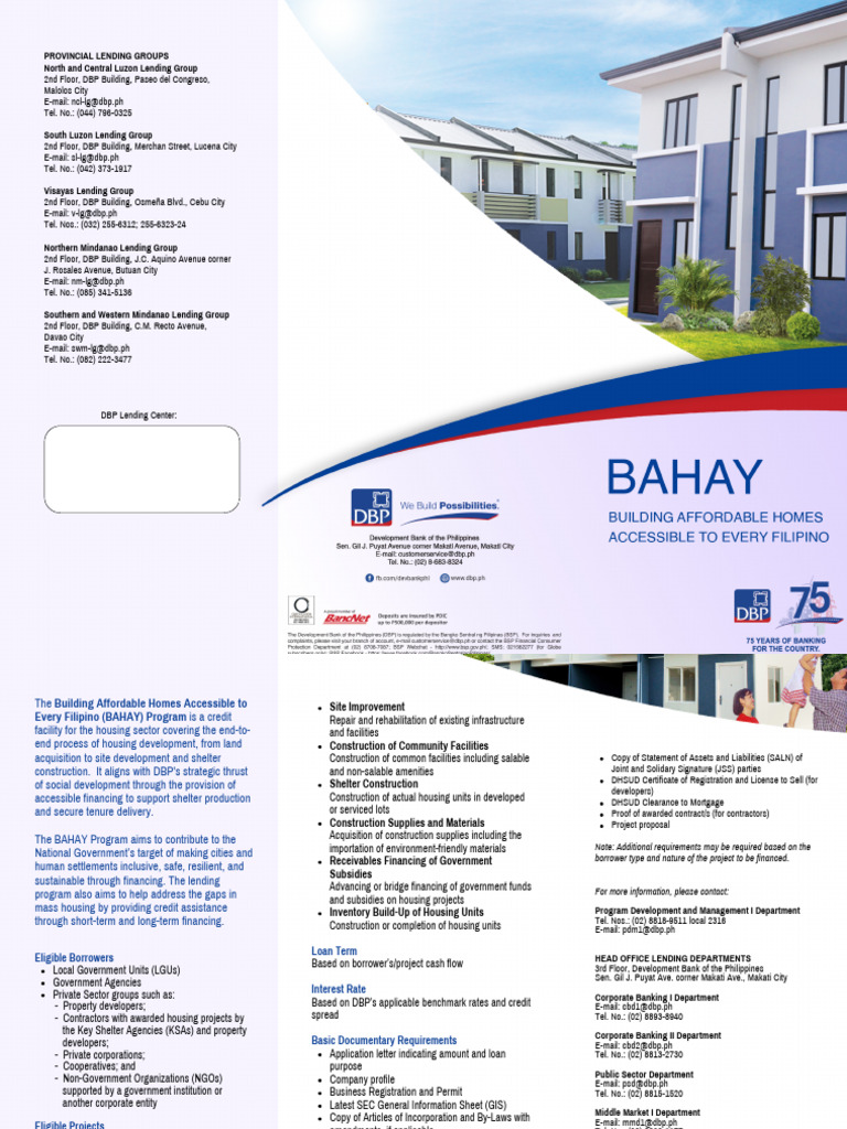 DBP BAHAY-Brochure - Development Fund For Property Development and Housing Program | PDF | Loans ...