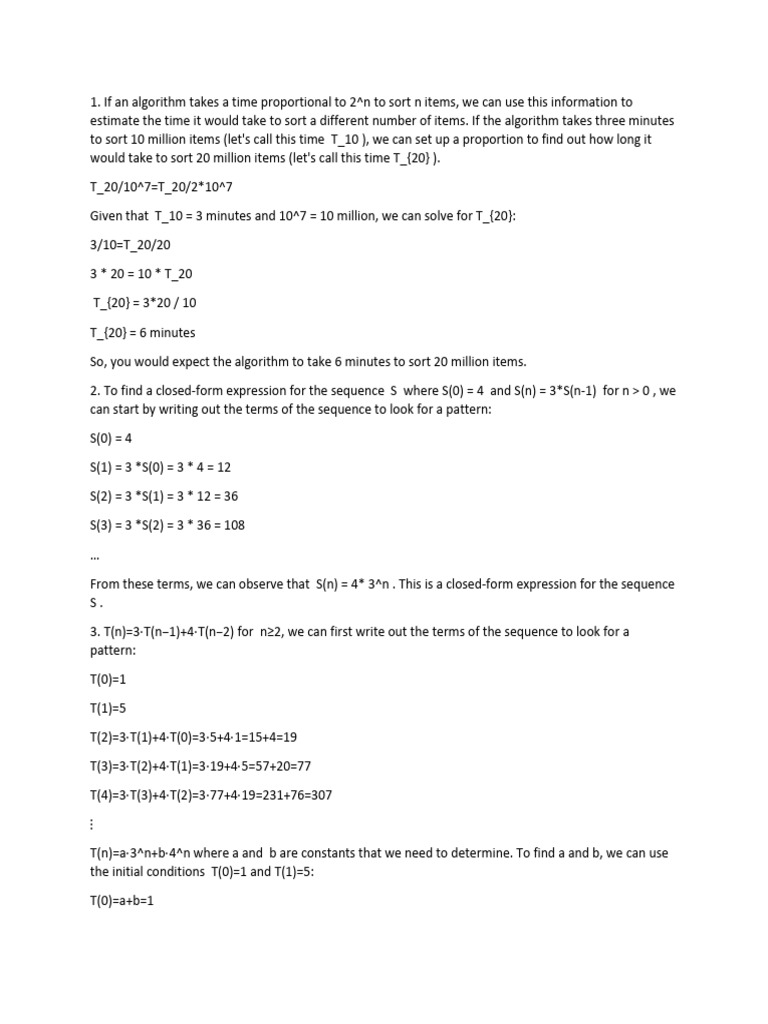 Algorithm Time Complexity & Sequences | PDF