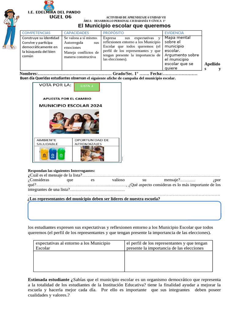 ACTIVIDAD 6 DPCC 1° UNIDAD VII 2024 | PDF | Cognición | Modificación de comportamiento