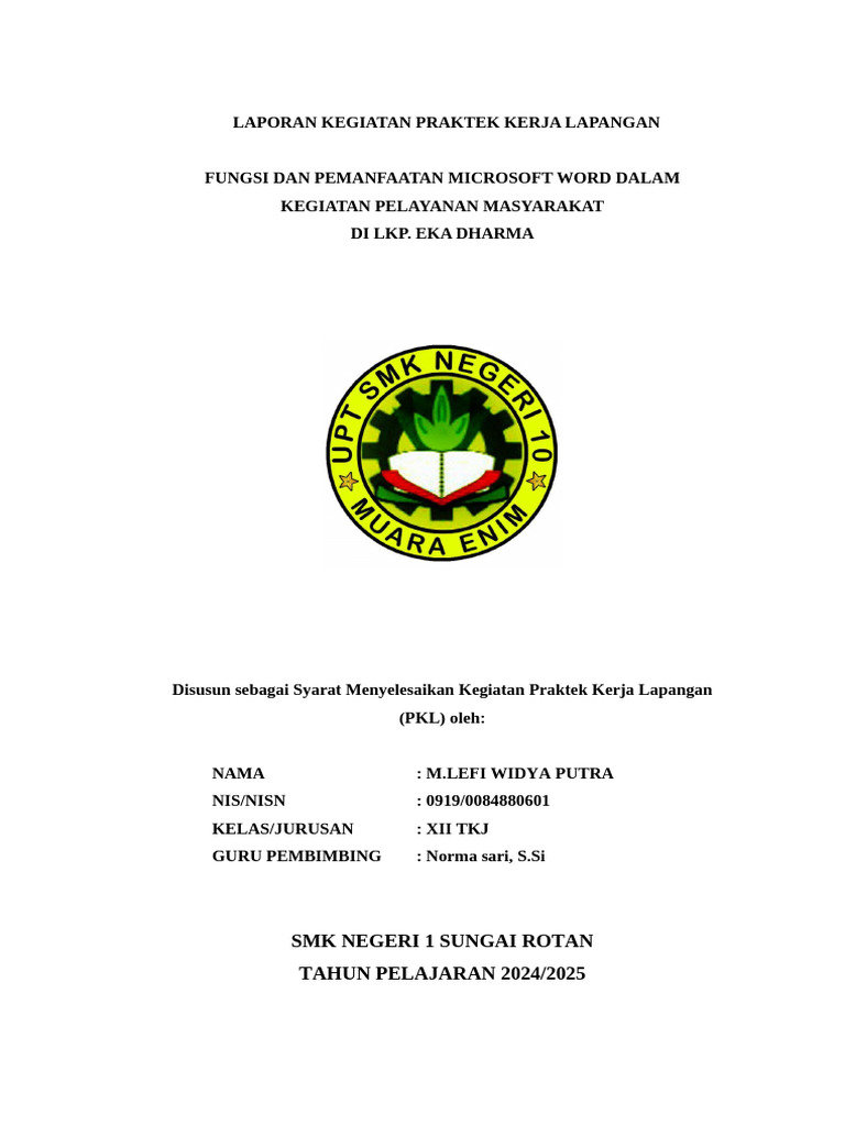 Laporan Kegiatan Praktek Kerja Lapangan | PDF
