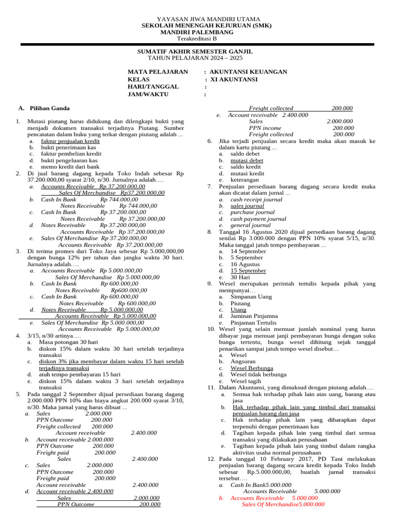Format Soal K Merdeka | PDF