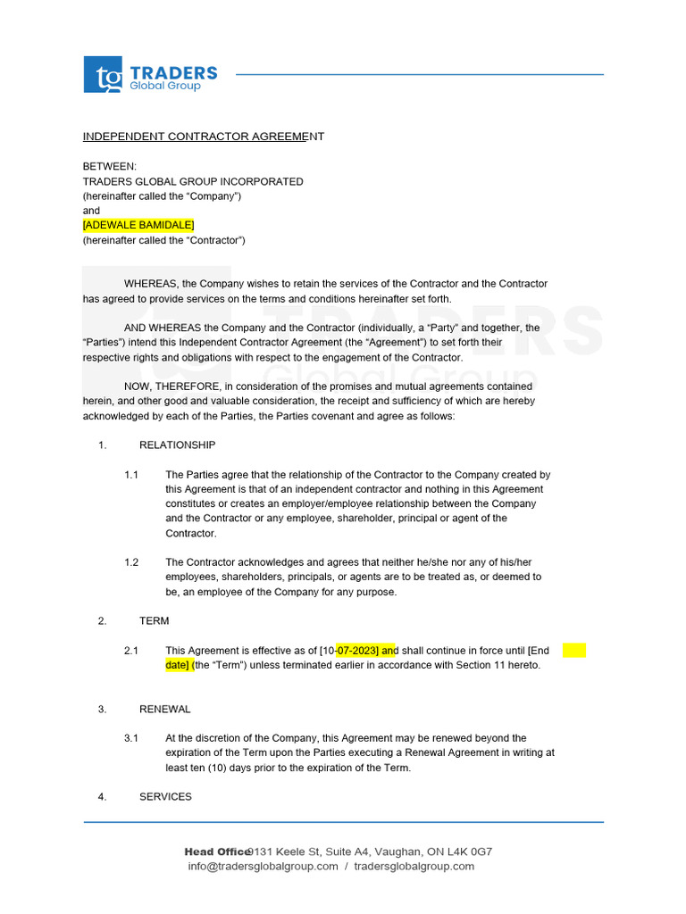 IC Agreement | PDF | Trade Secret | Indemnity