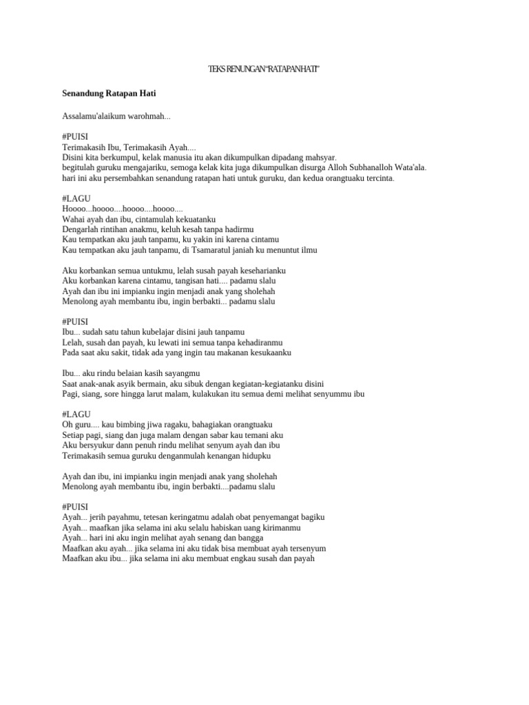 Senanung Ratapan Hati Seorang Anak | PDF