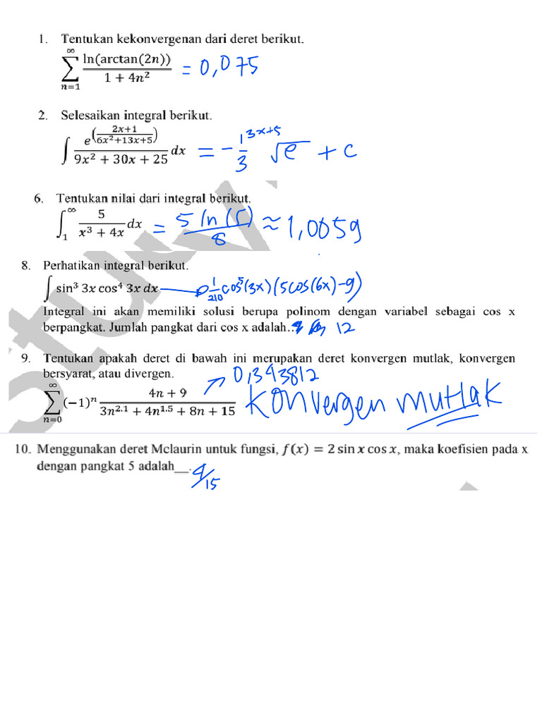 kalkulus latsol sbe ujian 1 | PDF