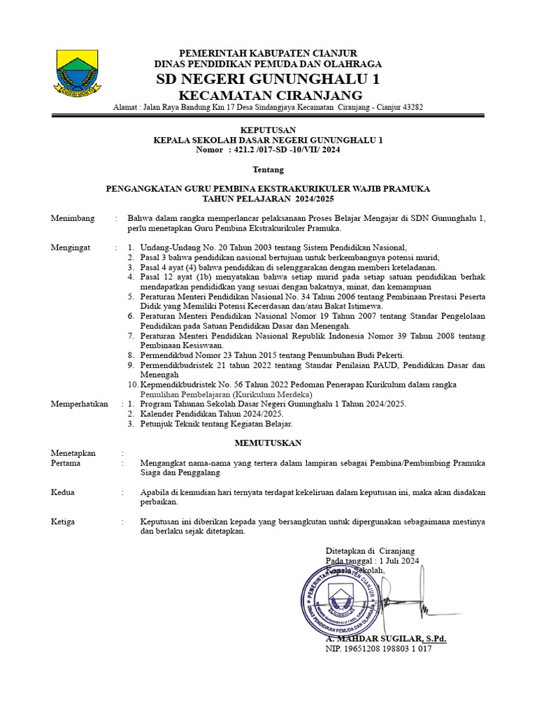 SK Pembina Pramuka | PDF