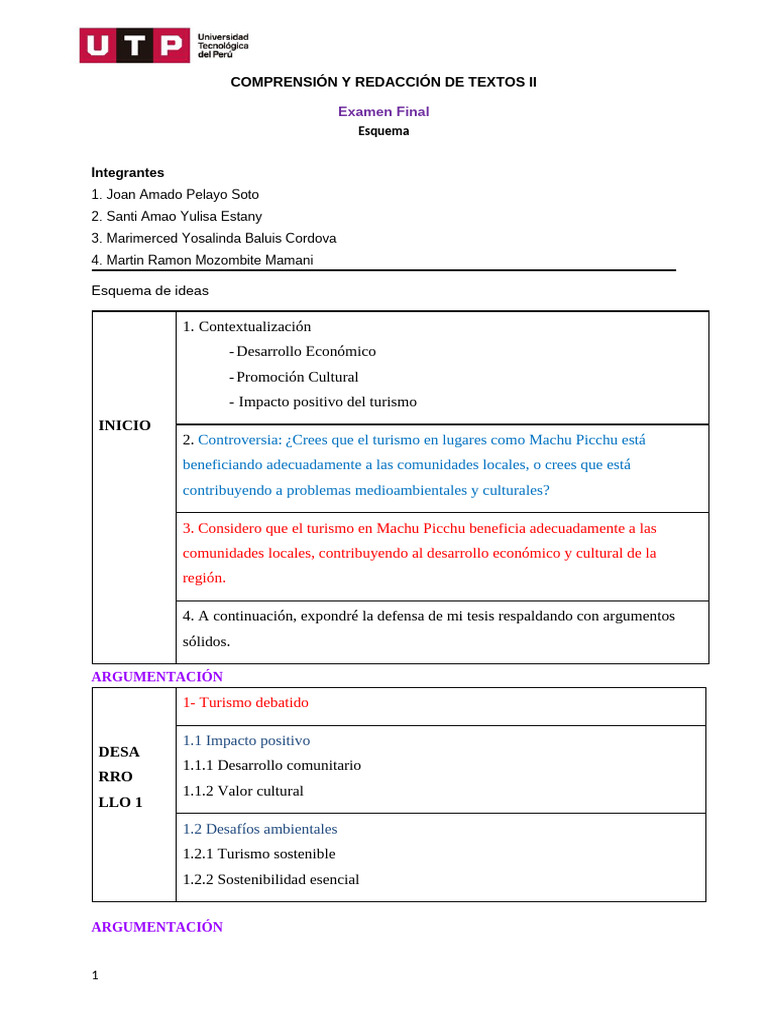Tarea Semana 17 - Artículo de Opinión - EF - Esquema - PIPPQN | PDF | Turismo | Sustentabilidad