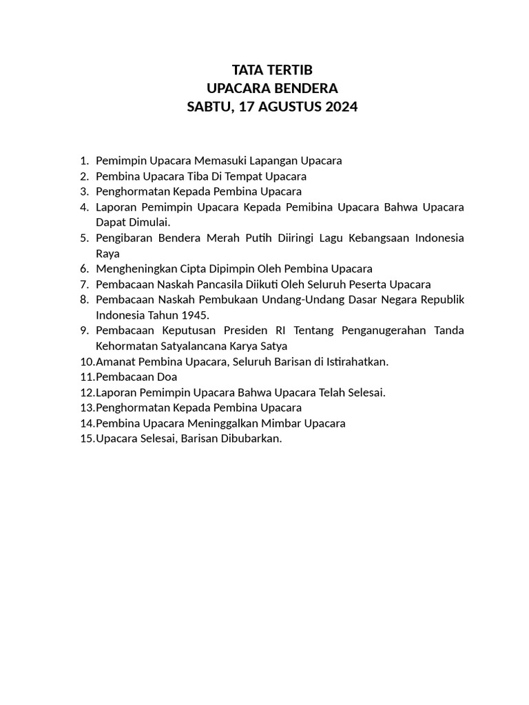 Tata Tertib Upacara 17 Agustus | PDF