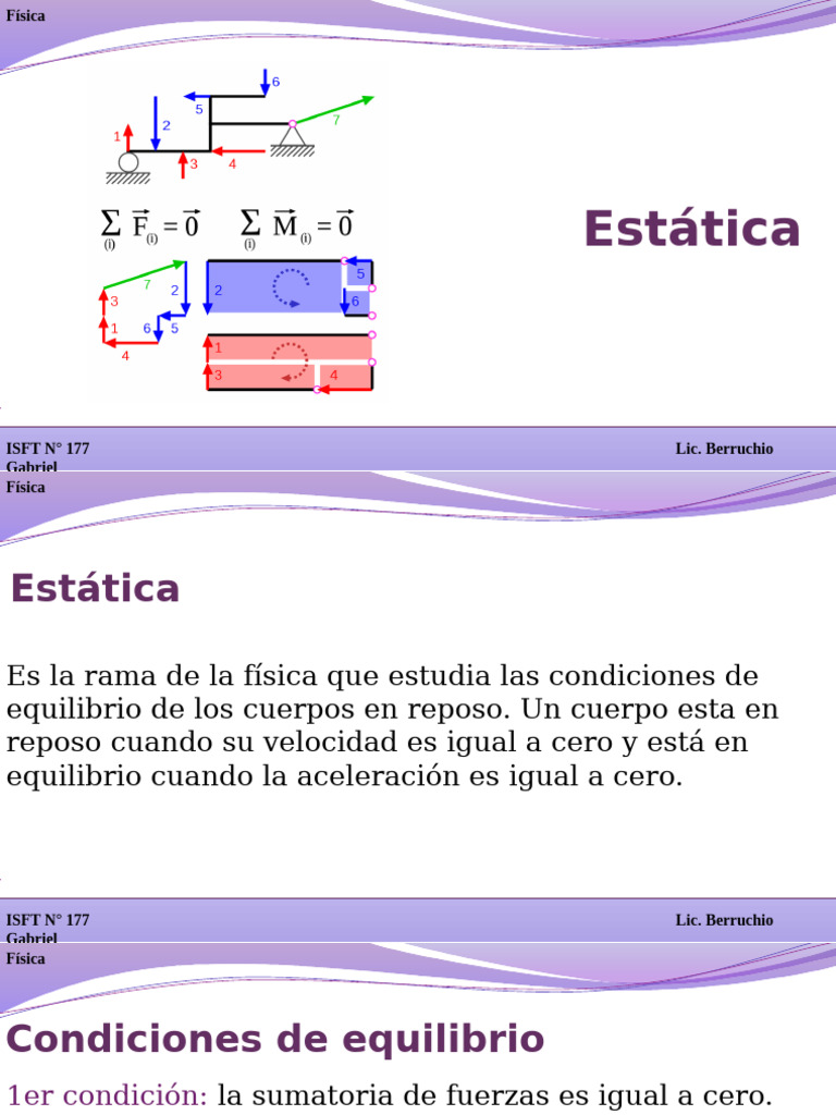 Estática y Equilibrio en Física | PDF | Fuerza | Movimiento (física)