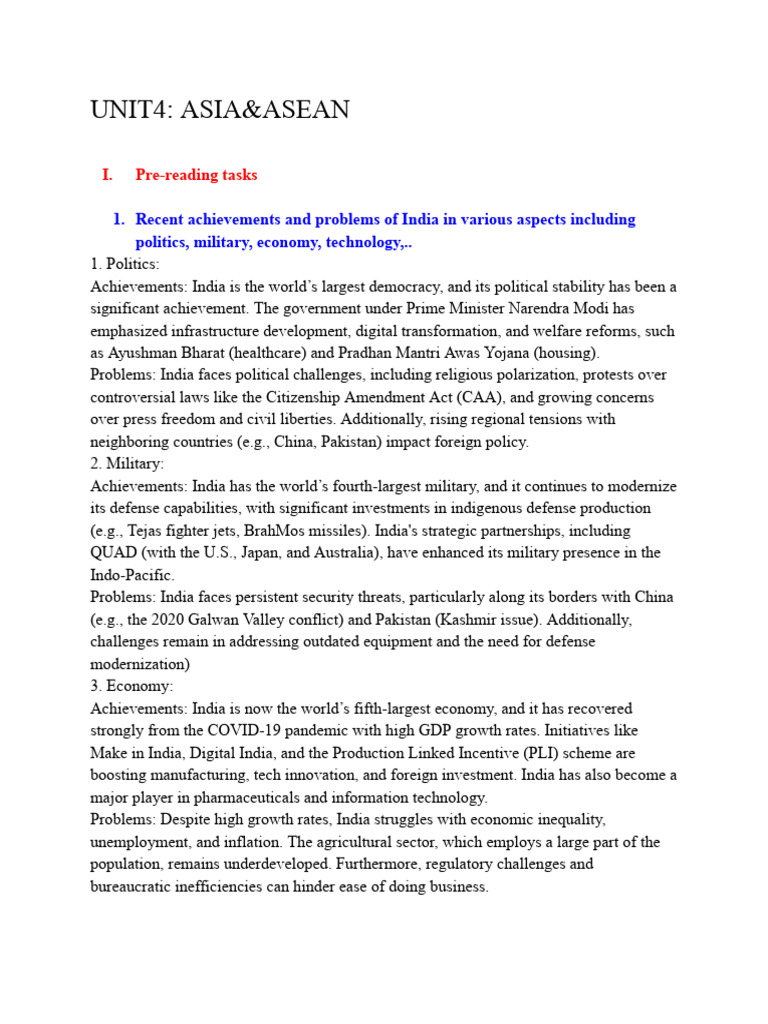 UNIT4_ ASIA&ASEAN | PDF | Economies