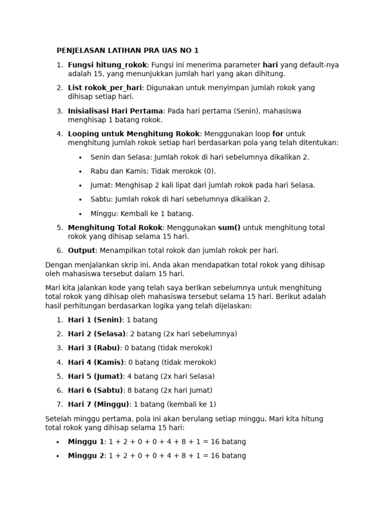 Penjelasan Latihan Pra Uas | PDF