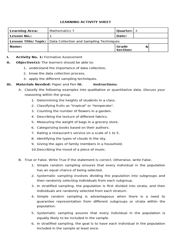 3RD QUARTER_MODULE | PDF | Sampling (Statistics) | Survey Methodology