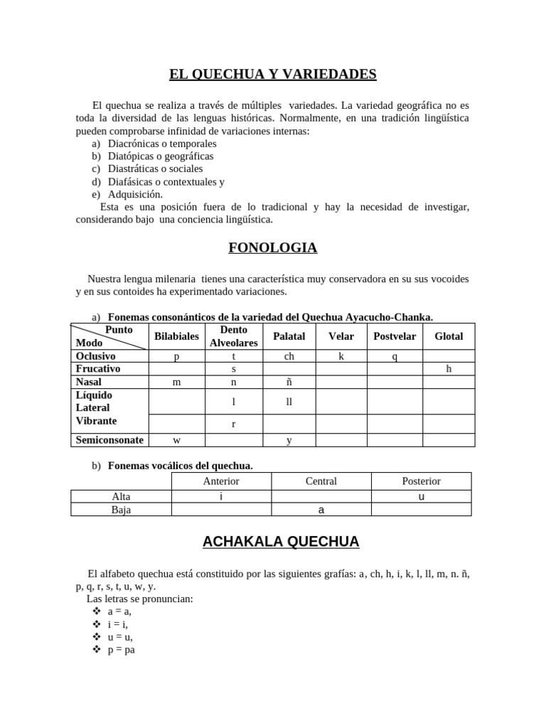 El Quechua - 1 | PDF | Verbo | Oración (Lingüística)