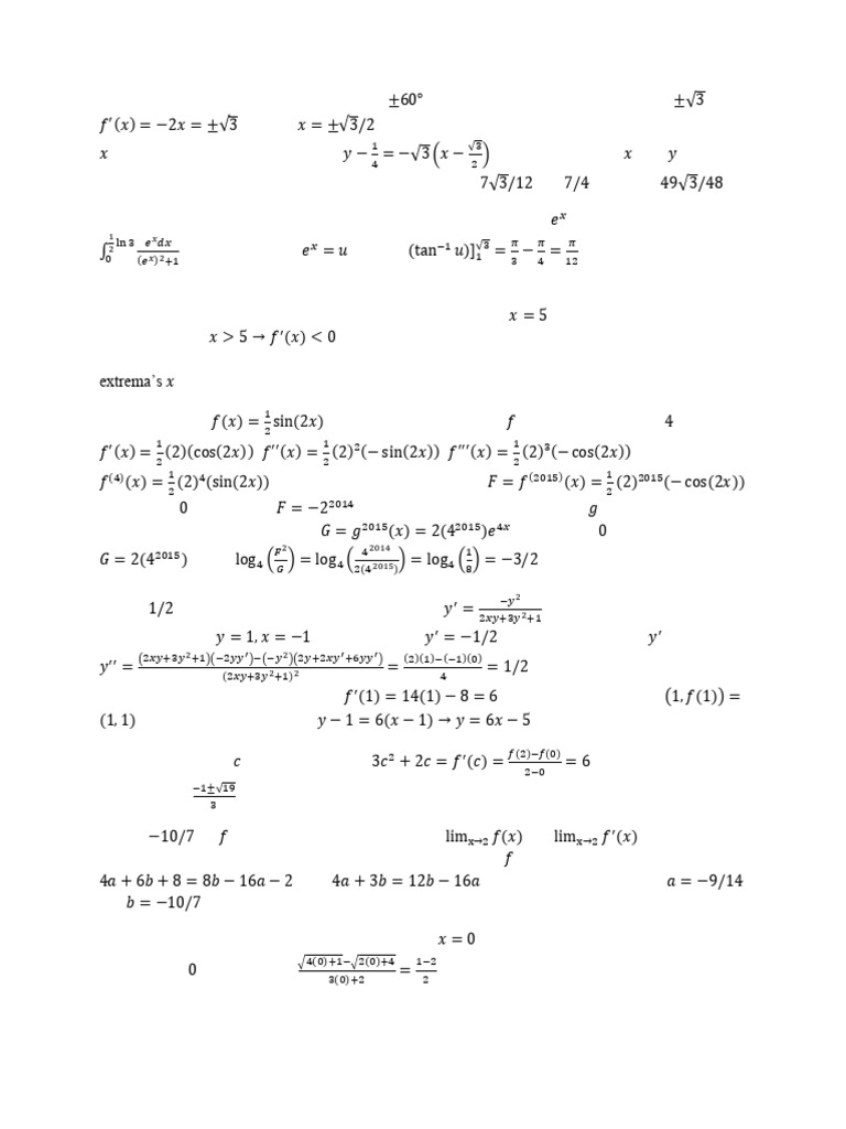 8743 S_calc january regional individual test solutions | PDF | Tangent ...