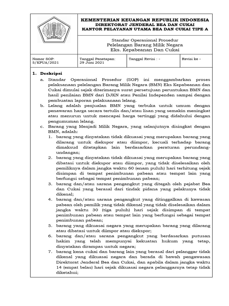 5. SOP pelelangan BMN - KPU A ttd | PDF