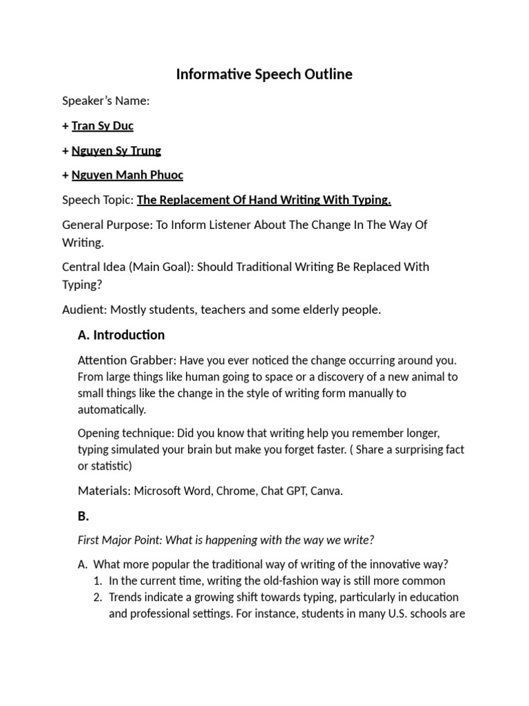 Informative Speech Outline | PDF | Information | Human Communication