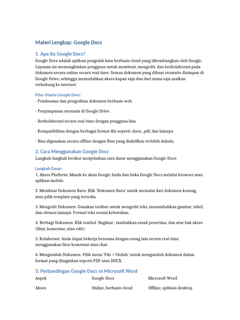 Panduan Lengkap Google Docs | PDF