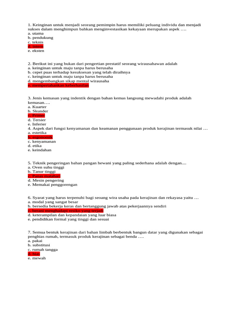 SOAL PKWU KELAS XI SEM 1 TP. 2024 | PDF