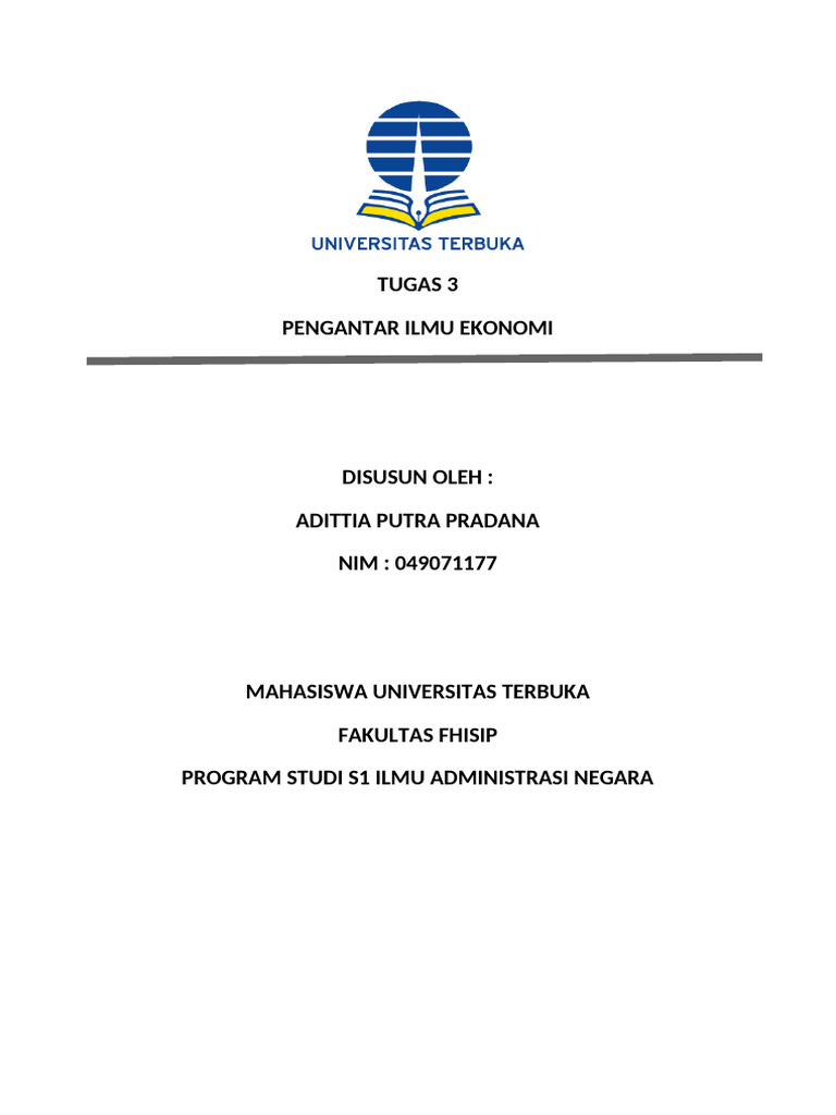 TUGAS 3 Pengantar Ilmu Ekonomi | PDF
