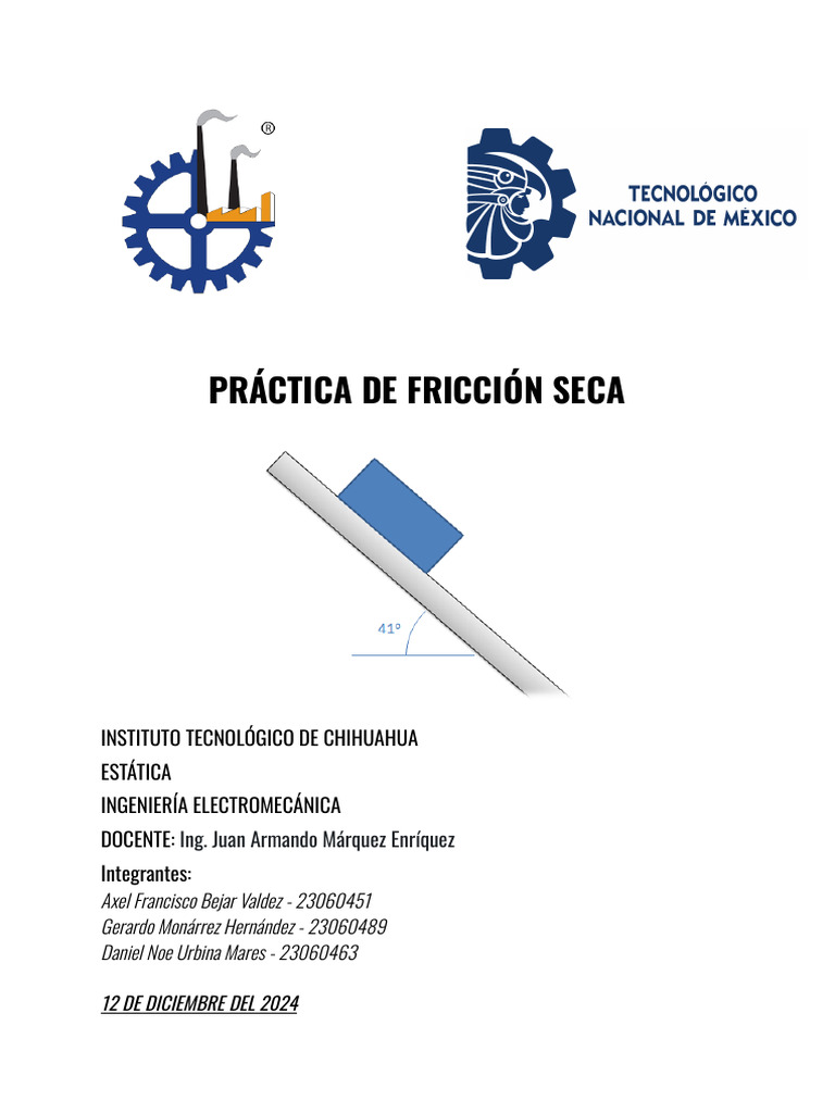 Coeficiente de Fricción Estática en Materiales | PDF | Fricción ...