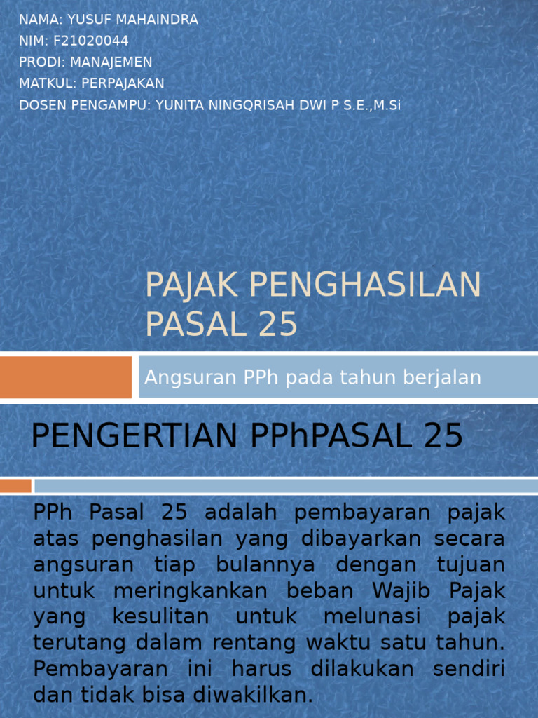 6 Pajak Penghasilan Pasal 25 PPTX | PDF