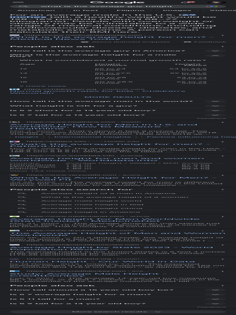 What Is The Average Guy Height - Google Search | PDF | Obesity ...