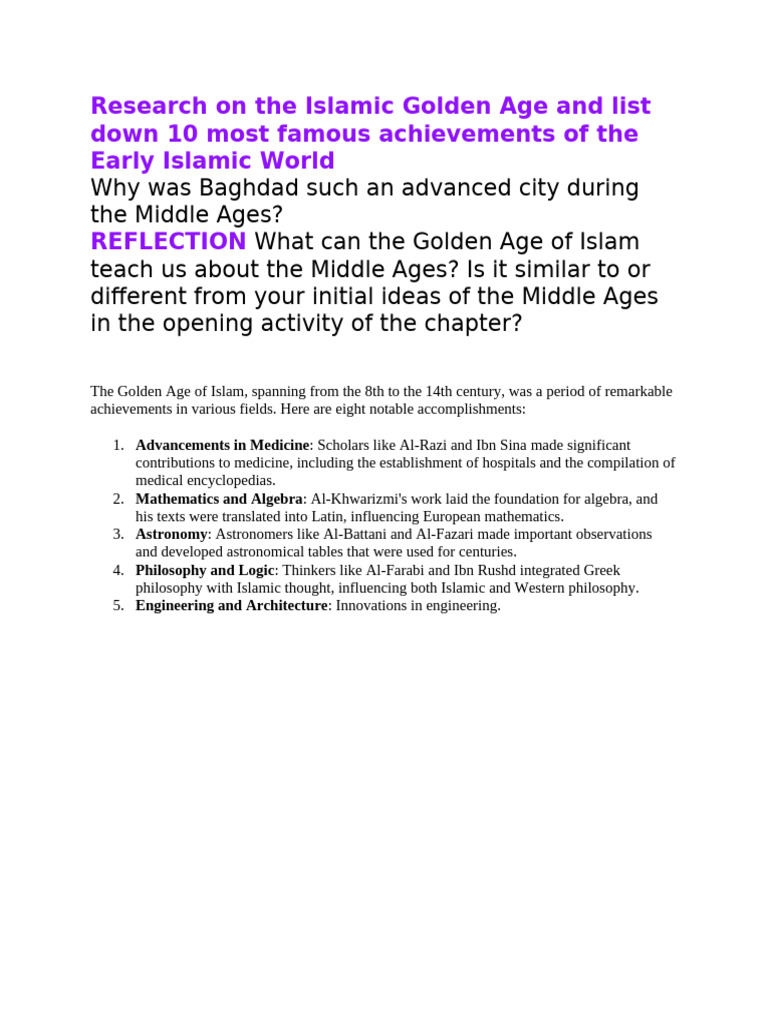 Research On The Islamic Golden Age and List Down 10 Most Famous ...