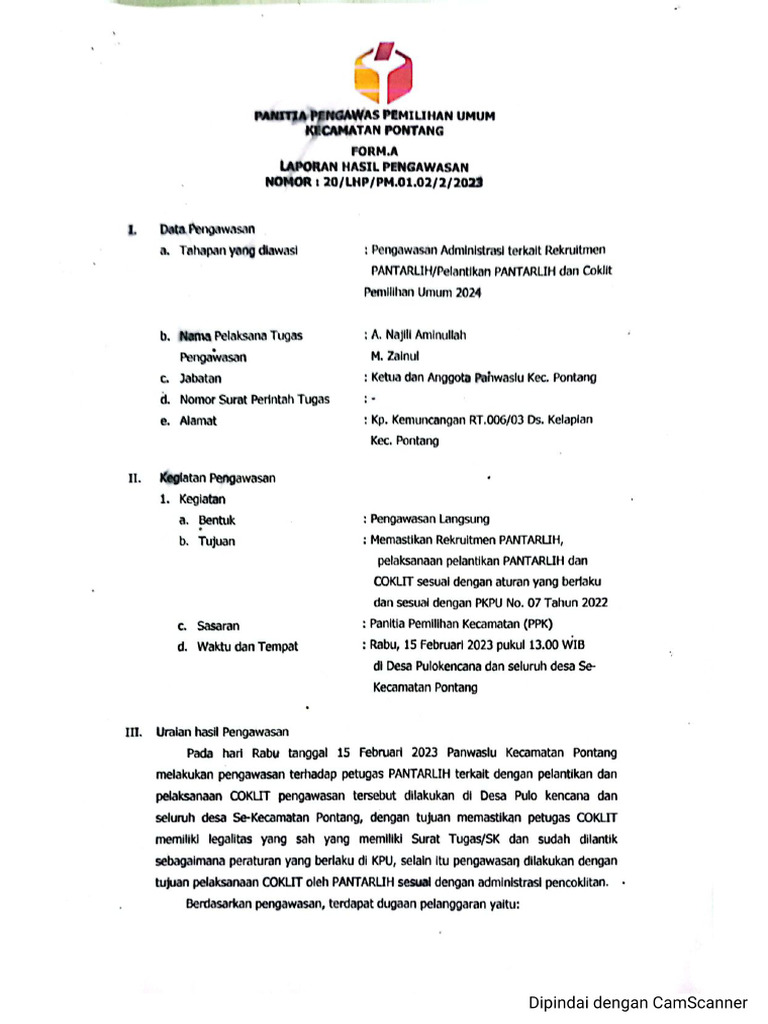 Form A Temuan Pantarlih | PDF