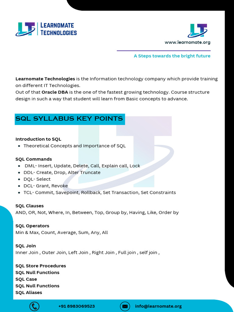 Oracle-DBA-Syllabus-2 | PDF | Sql | Databases