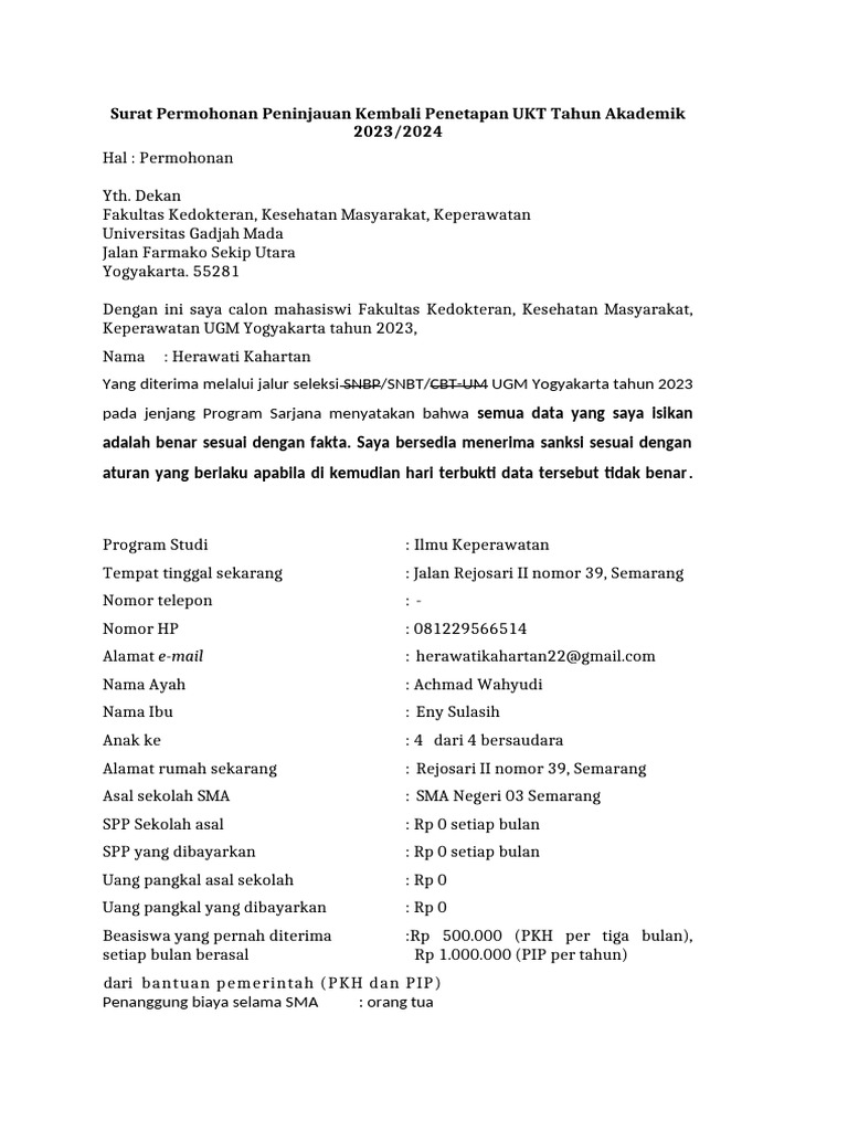 (Template) Surat Permohonan Peninjauan Kembali | PDF