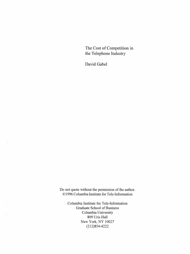 The Cost of Competition in The Telephone Industry | PDF | Telephone ...
