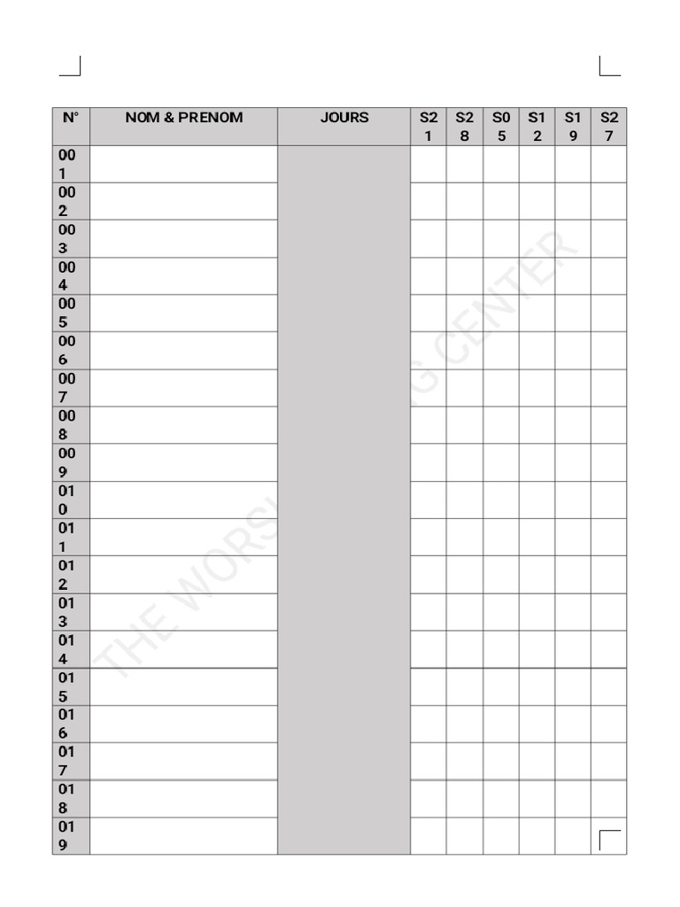 LISTE DE PRESENCE 1 - Phoenix | PDF