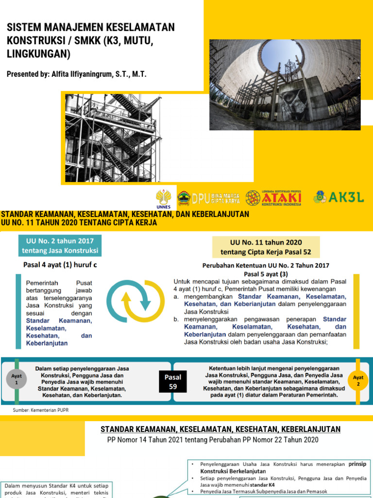 Sistem Manajemen Keselamatan Konstruksi SMKK (K3, Mutu, L | PDF