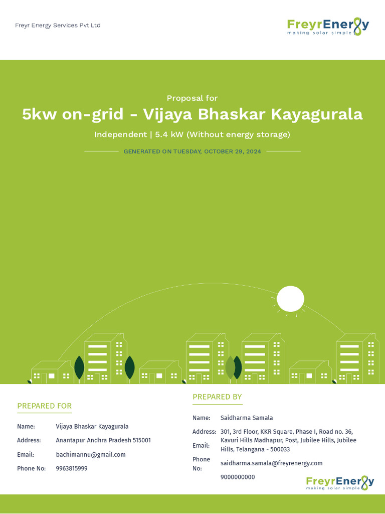Proposal5kw On Grid - Vijaya Bhaskar Kayagurala | PDF | Renewable Energy