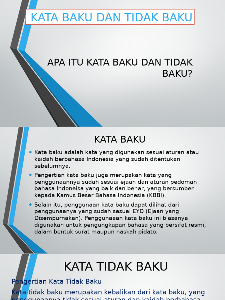 Pengertian Kata Baku dan Tidak Baku | PDF