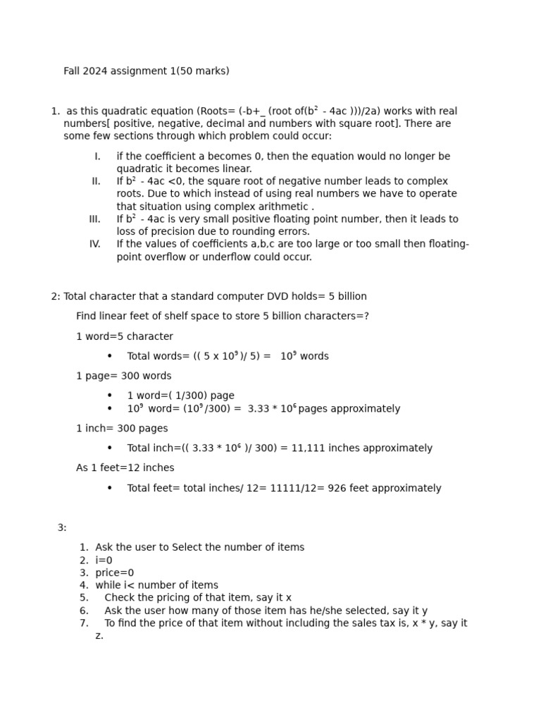 assignment 1 comp 125 | PDF | Mathematics | Algebra