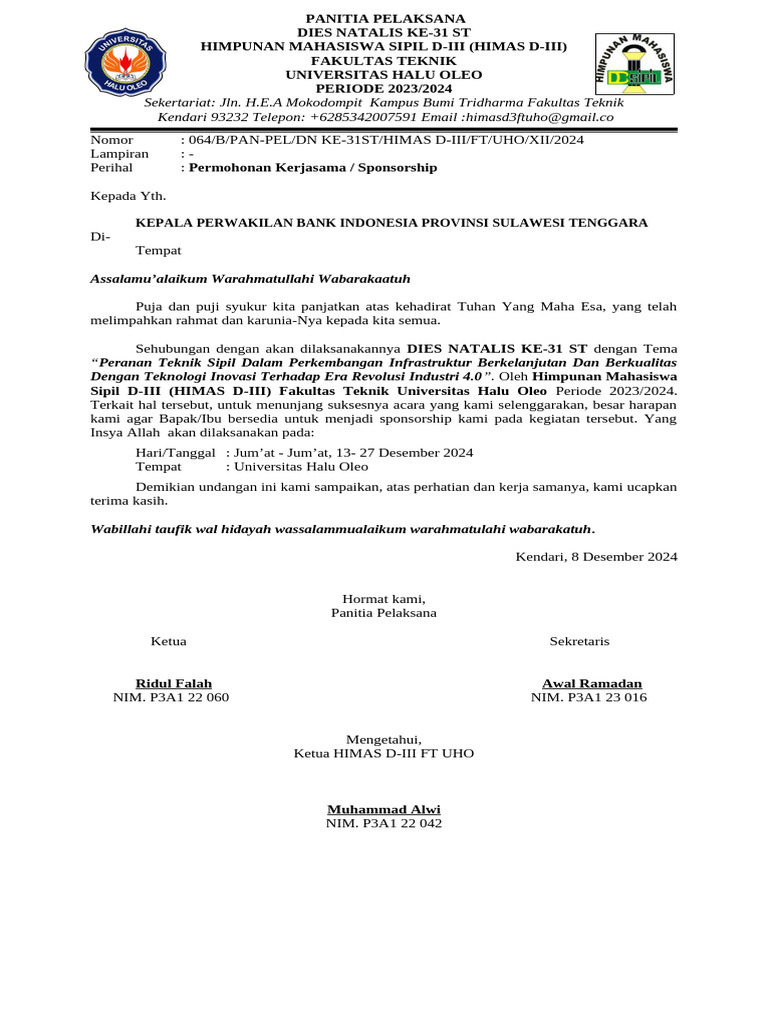 SURAT DIES NATALIS LENGKAP | PDF