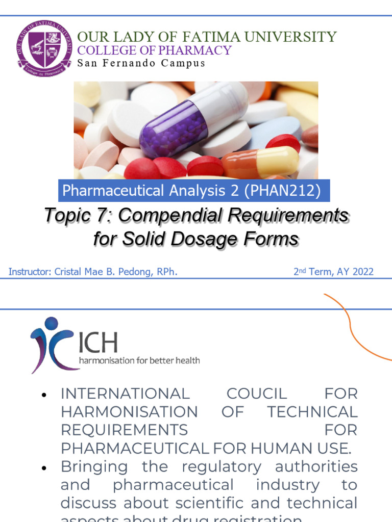PHAN2-WEEK-7 - Compendial Requirements For Solid Dosage Forms | PDF ...