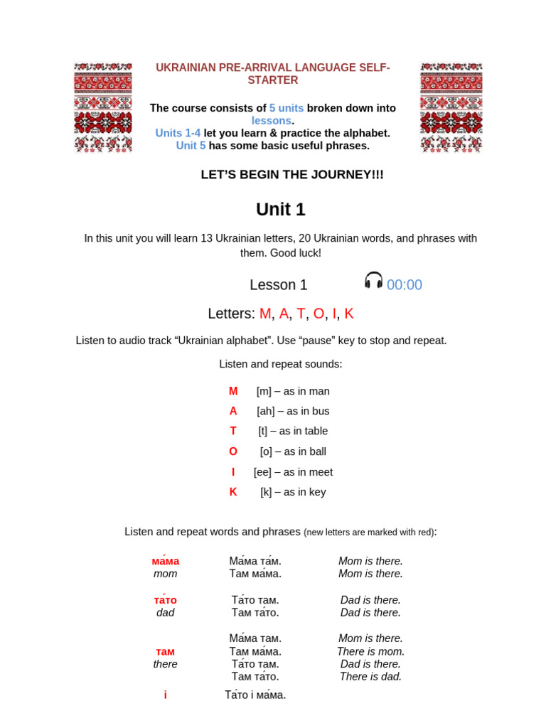 Ukrainian Language Self-Starter Script | PDF | Graphemes | Collation