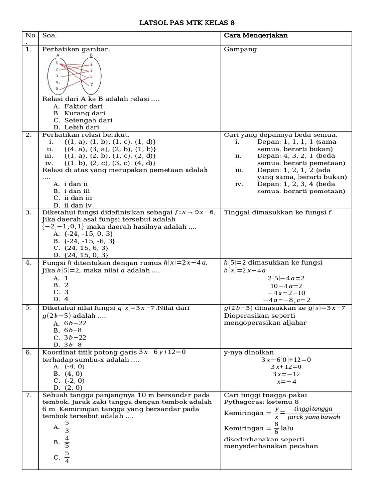 LATSOL PAS MTK KELAS 8 | PDF