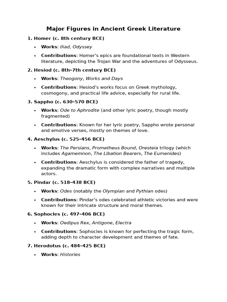 Major Figures in Ancient Literature | PDF | Stoicism | Aeschylus